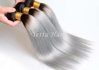 China Natural Silver Grey Ombre Straight Brazilian Virgin Human Hair Extensions 8-30 Inch 100g for sale