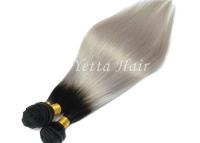 China Natural Silver Grey Ombre Straight Brazilian Virgin Human Hair Extensions 8-30 Inch 100g for sale