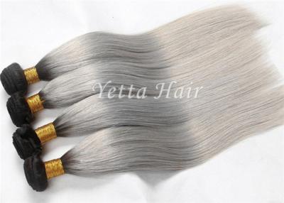 China Silver Grey Ombre Virgin Human Hair Extensions 3 Pieces 1B Straight 18 Inch for sale