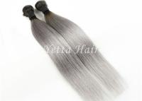 China Two Tone Ombre Gray Straight Peruvian Human Hair Extensions 18 Inch 100g for sale