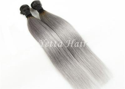 China Two Tone Ombre Gray Straight Peruvian Human Hair Extensions 18 Inch 100g for sale