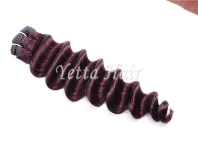 China Customized Dark Red Virgin Human Hair Extensions Loose Wave With Soft for sale