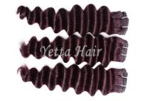 China Customized Dark Red Virgin Human Hair Extensions Loose Wave With Soft for sale