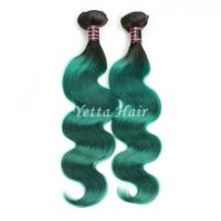 China Two Tone Green Ombre 100% Virgin Human Hair Extensions 14-24 Inch Silky Straight for sale