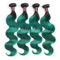 China Two Tone Green Ombre 100% Virgin Human Hair Extensions 14-24 Inch Silky Straight for sale