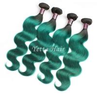 China Two Tone Green Ombre 100% Virgin Human Hair Extensions 14-24 Inch Silky Straight for sale