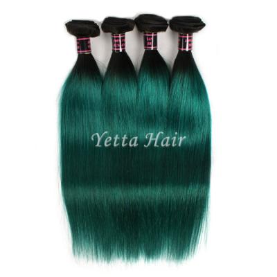 China Dark Roots Green Ombre Brazilian Virgin Human Hair Weave 14-24 Inch 7A Grade for sale