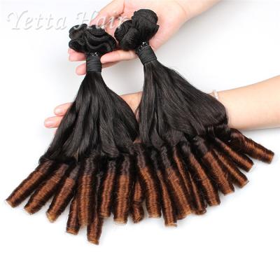 China 100% Virgin Brazilian Hair Weft 16 Inch Ombre Spiral Curl Double Weft for sale