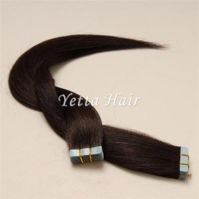 China Chocolate Pre Bonded Human Hair Extensions 14-24 Inch Tape In Virgin Remy Hair 40g Set for sale