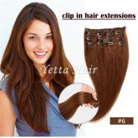China 7A Brazilian Remy Human Hair Clip In Extensions 16-24 Inch Color 6# for sale