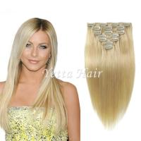 China Brazilian Straight Clip In Pre Bonded Hair Extensions 7A Remy Human Hair 613 Blonde 16-24 Inch for sale
