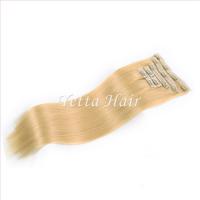 China Brazilian Straight Clip In Pre Bonded Hair Extensions 7A Remy Human Hair 613 Blonde 16-24 Inch for sale