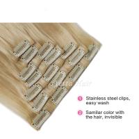 China Brazilian Straight Clip In Pre Bonded Hair Extensions 7A Remy Human Hair 613 Blonde 16-24 Inch for sale