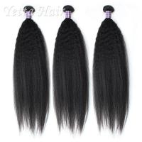 China Natural Black 7A Cambodian Virgin Hair Yaki Straight 12-30 Inches No Fiber No Matting for sale