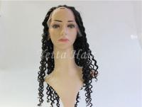 China 7A Brazilian Virgin Human Hair Deep Wave Full Lace Wig Natural Color 150% Density for sale