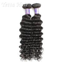 China 7A Grade Cambodian Virgin Hair Deep Wave Natural Black 100g per Bundle for sale