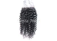 China 7A Brazilian Virgin Human Hair 4x4 Kinky Curly Lace Top Closure Bleached Knots 8-24 Inch for sale
