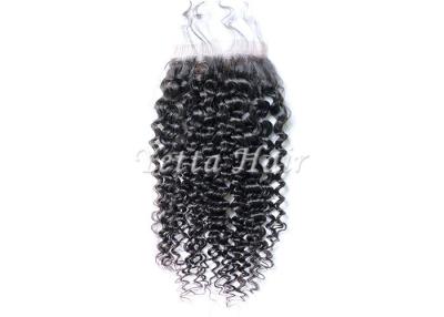 China 7A Brazilian Virgin Human Hair 4x4 Kinky Curly Lace Top Closure Bleached Knots 8-24 Inch for sale