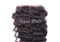 China Grade 7A Virgin Deep Wave Human Hair Lace Closure Middle Parting 8-24 Inch for sale