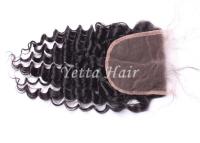 China Grade 7A Virgin Deep Wave Human Hair Lace Closure Middle Parting 8-24 Inch for sale