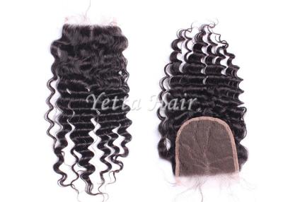 China Grade 7A Virgin Deep Wave Human Hair Lace Closure Middle Parting 8-24 Inch for sale