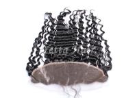 China Virgin Deep Wave Lace Frontal Closure 13x4 Inch 100% Human Hair Ear to Ear Bleached Knots for sale