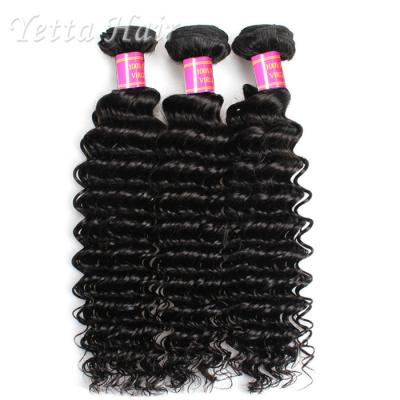 China Deep Wave Cambodian Peruvian Virgin Hair 100g Natural Black 1B No Shedding for sale