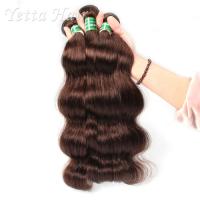 China 7A Peruvian Virgin Body Wave Hair Bundles 12-24 Inch Dark Brown No Foul Odor for sale