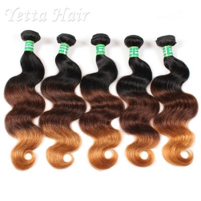 China 7A Real Indian Virgin Hair Weave 100g Three Tone Body Wave Hair Extensions 12-28 Inch for sale