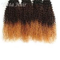 China Brazilian Virgin Hair Kinky Curly 100g 7A Three Tone Dyeable Human Hair Weave for sale