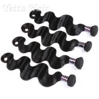 China 7A Grade Virgin Indian Hair Weave Wavy 12-24 Inch No Shedding Glossy Black for sale
