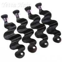 China 7A Grade Virgin Indian Hair Weave Wavy 12-24 Inch No Shedding Glossy Black for sale