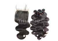 China Full Cuticles Body Wave Unprocessed 8A Virgin Hair With Lace Closure for sale