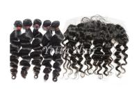 China Grade 8A Virgin Hair Loose Wave Lace Frontal Closure 12-30 Inch 100g for sale