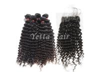 China 8A Virgin Mongolian Curly Hair 12-30 Inch No Shedding No Tangle With Kinky Curly Lace Closure for sale