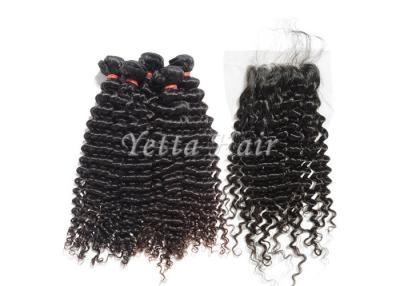 China 8A Virgin Mongolian Curly Hair 12-30 Inch No Shedding No Tangle With Kinky Curly Lace Closure for sale
