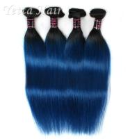 China 8A Virgin Hair Ombre Blue Straight Human Hair Extensions 12-24 Inch 100g for sale
