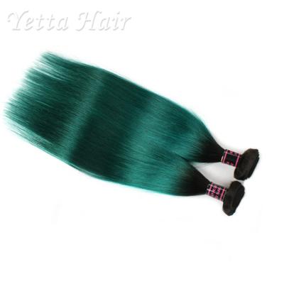 China Dark Root Green Brazilian Virgin Remy Human Hair Straight Weave 12-24 Inch 8A Grade for sale