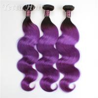 China Ombre Virgin Russian Human Hair Burgundy Hair Extensions 18inch 100g for sale