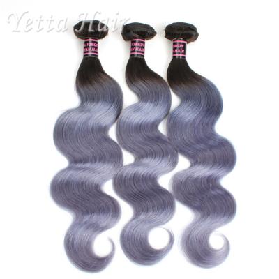 China 7A Virgin Brazilian Human Hair Body Wave Extensions 1B Grey Ombre 12-32 Inch for sale