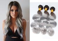 China 7A Virgin Brazilian Body Wave Human Hair Extensions 12-30inch Ombre Black Grey Weave for sale