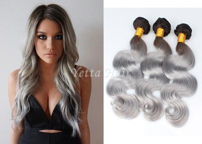 China 7A Virgin Brazilian Body Wave Human Hair Extensions 12-30inch Ombre Black Grey Weave for sale