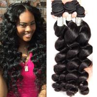China Loose Wave Peruvian Virgin Human Hair Weave 1B Natural Black 12-30 Inch 100g Bundles for sale