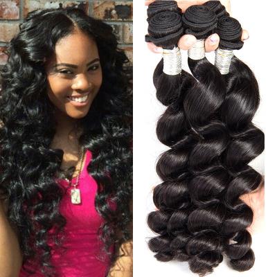 China Loose Wave Peruvian Virgin Human Hair Weave 1B Natural Black 12-30 Inch 100g Bundles for sale