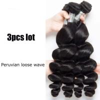 China Loose Wave Peruvian Virgin Human Hair Weave 1B Natural Black 12-30 Inch 100g Bundles for sale