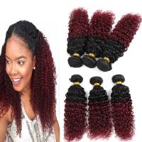 China 8A Brazilian Virgin Hair Ombre Human Hair Extensions 1B 99J Kinky Curly 100g 10-30 Inch for sale