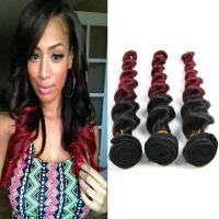 China Natural Red Human Hair Extensions Ombre 1B/99J Loose Wave 10-30 Inch 100g for sale