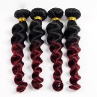 China Natural Red Human Hair Extensions Ombre 1B/99J Loose Wave 10-30 Inch 100g for sale