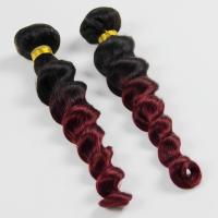 China Natural Red Human Hair Extensions Ombre 1B/99J Loose Wave 10-30 Inch 100g for sale