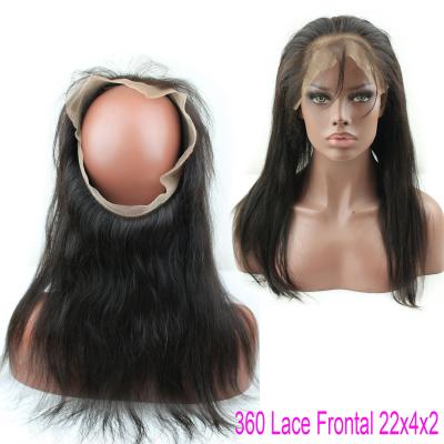 China Brazilian Virgin Straight Hair 360 Lace Frontal Band with Baby Hair 10-20 Inch for sale